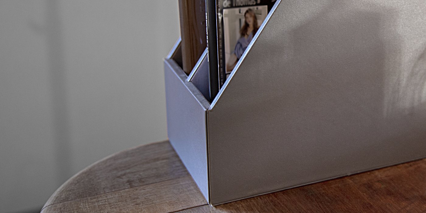 Leather magazines holder & bookends