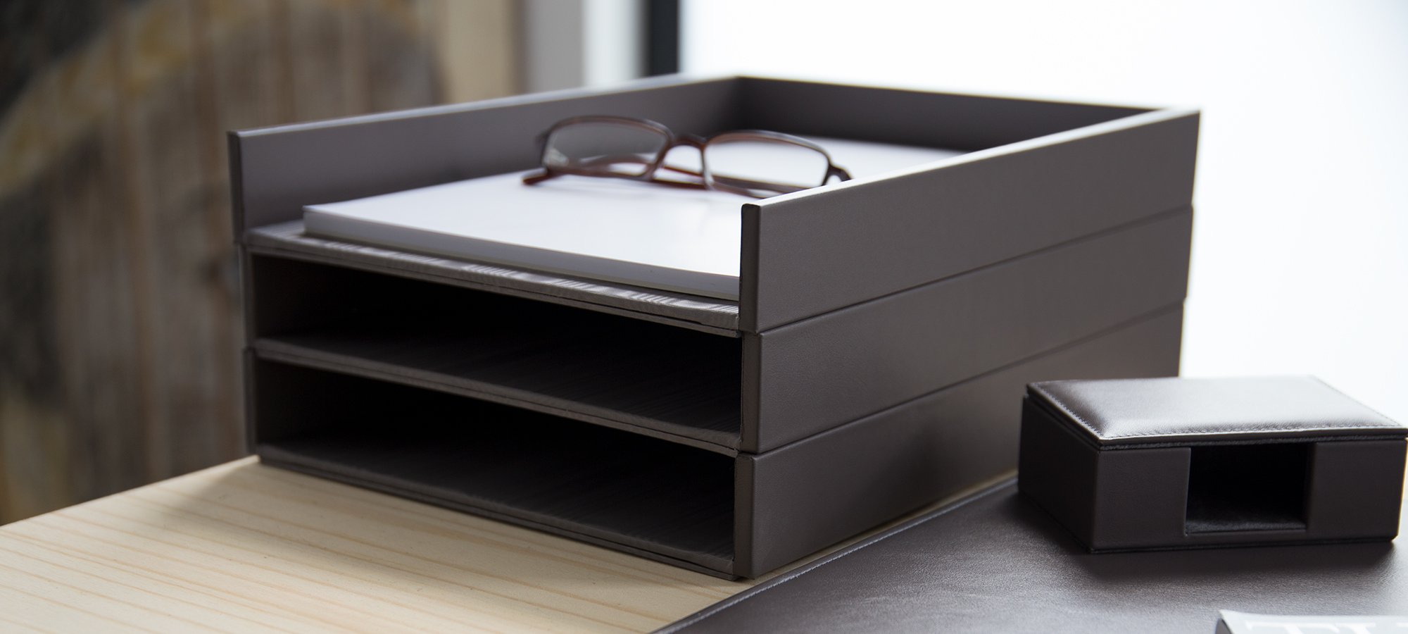 A4 Leather Letter Tray