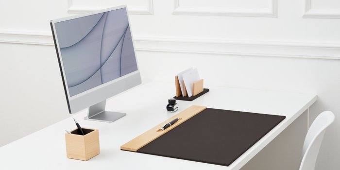 Custom desk set organiser in leather