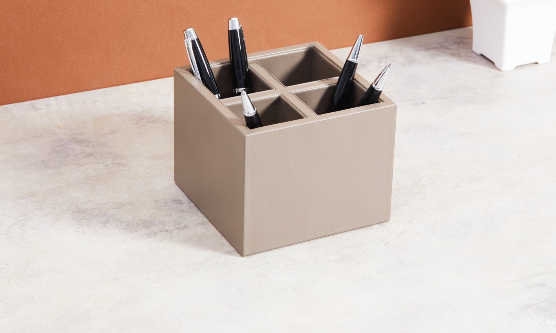 Designer leather pen holders for your office or home.