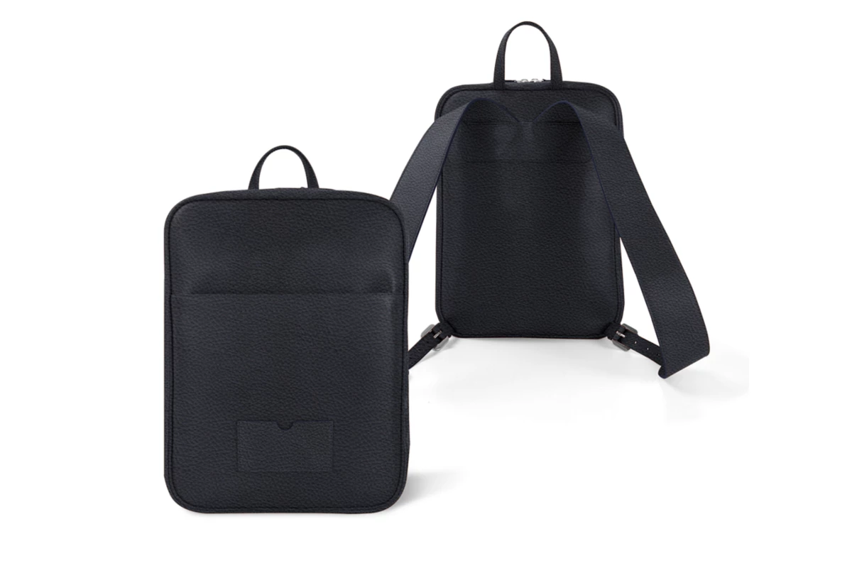 | Leather backpack - Navy Blue - Pebbled Leather