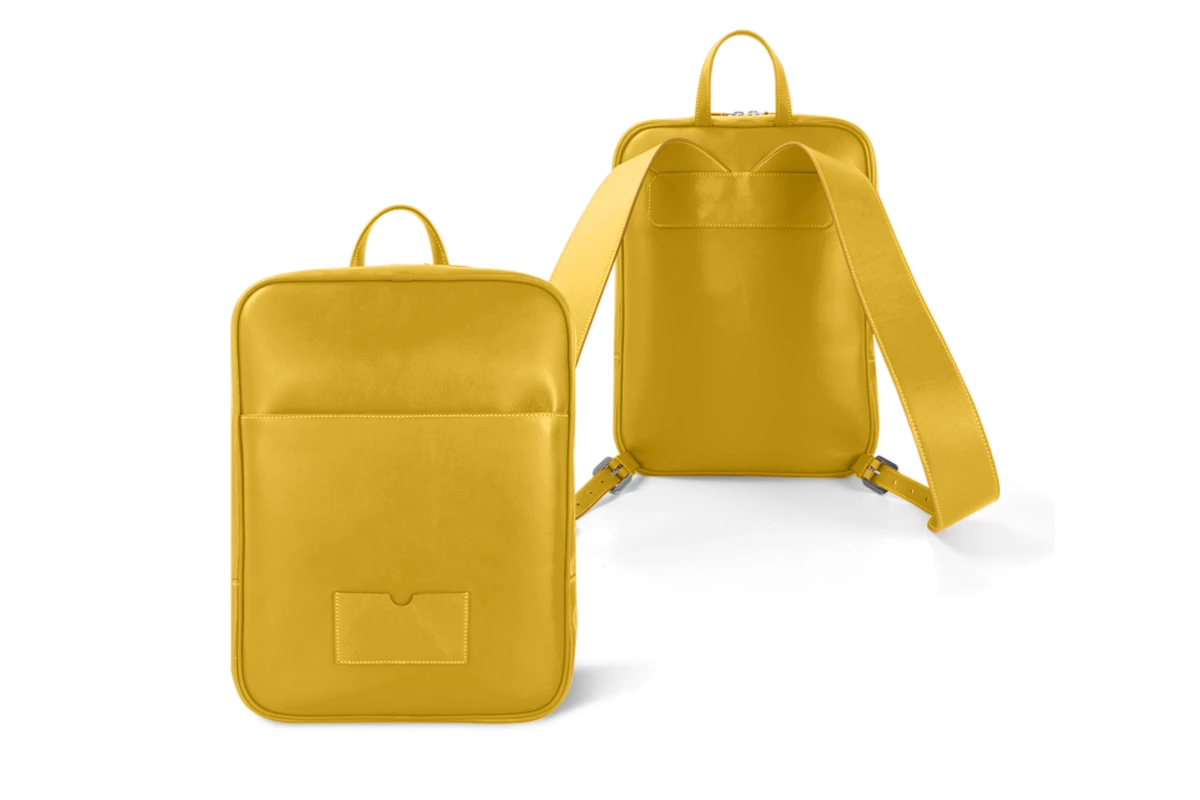 | Leather backpack - Sun Yellow - Smooth Leather