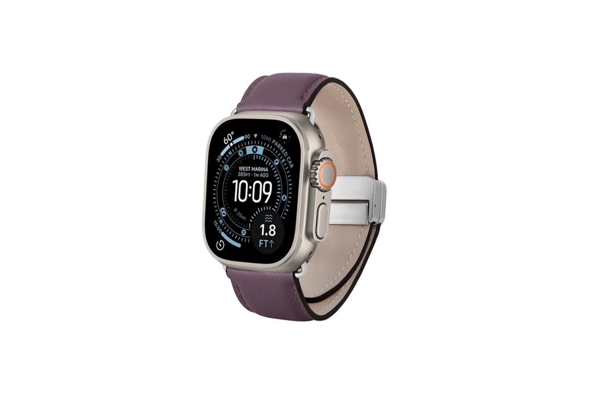 Apple Watch Ultra Strap with Sliding Buckle Closure - Dark Brown ...