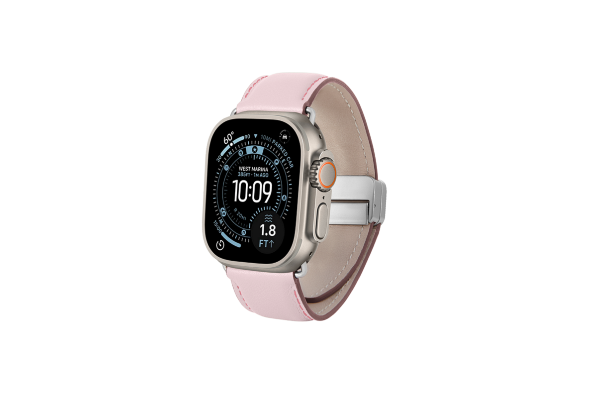 Apple Watch Ultra Strap with Sliding Buckle Closure - Pink - Smooth ...