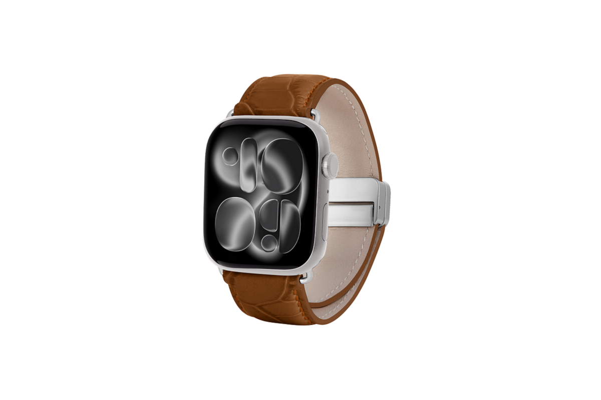 Apple Watch Strap with Sliding Buckle Closure - 46 mm Band - Camel ...