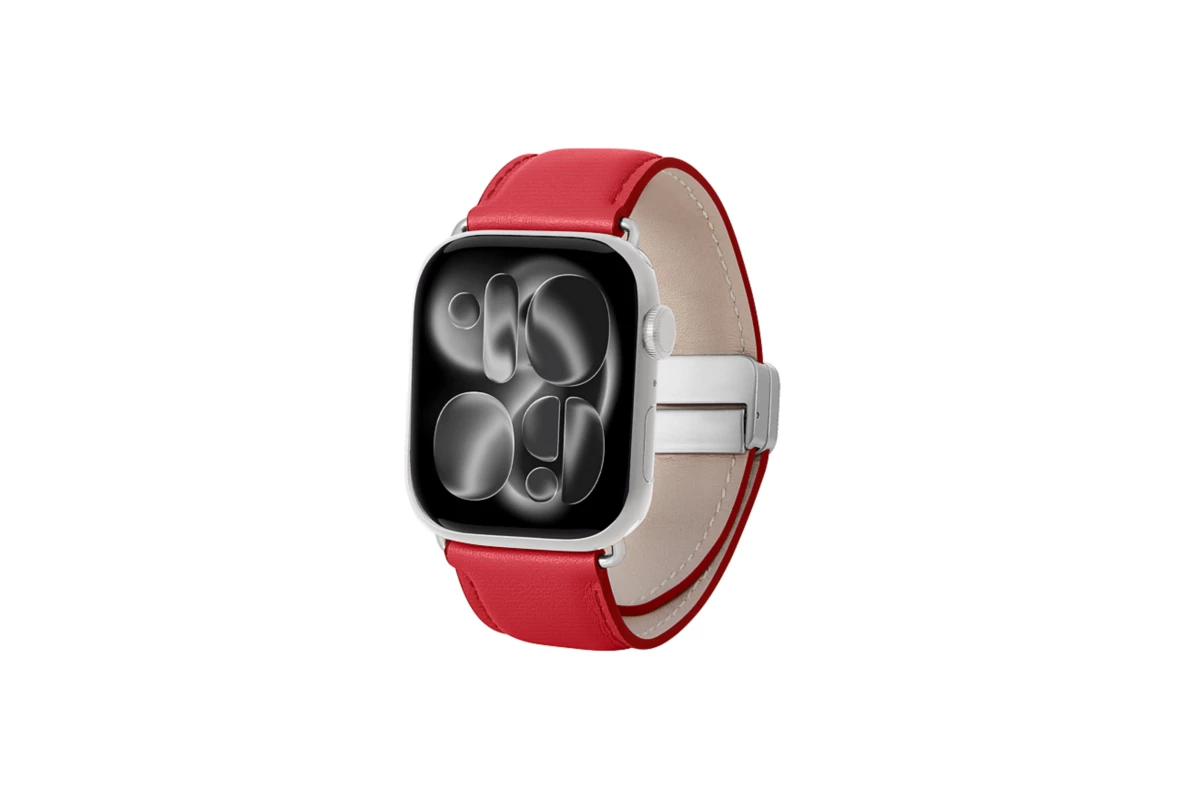 Apple Watch Strap with Sliding Buckle Closure - 46 mm Band - Red ...