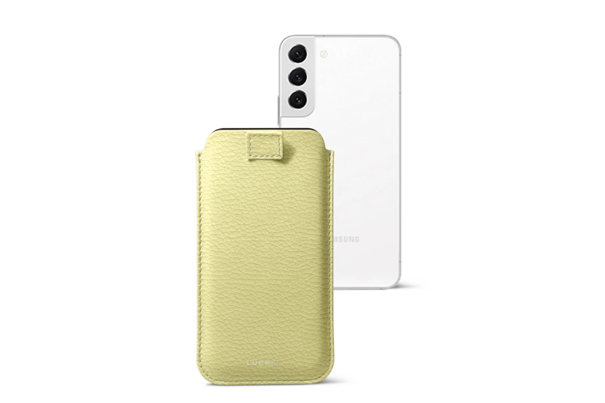 Custom leather sleeve case with pull tab for Samsung S22+ - Pastel ...