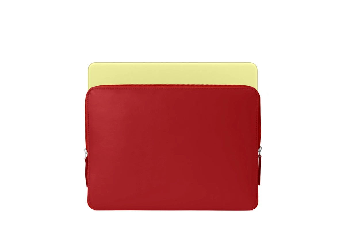 | Leather Zipped Case for MacBook Neo | LUCRIN - Red - Smooth Leather