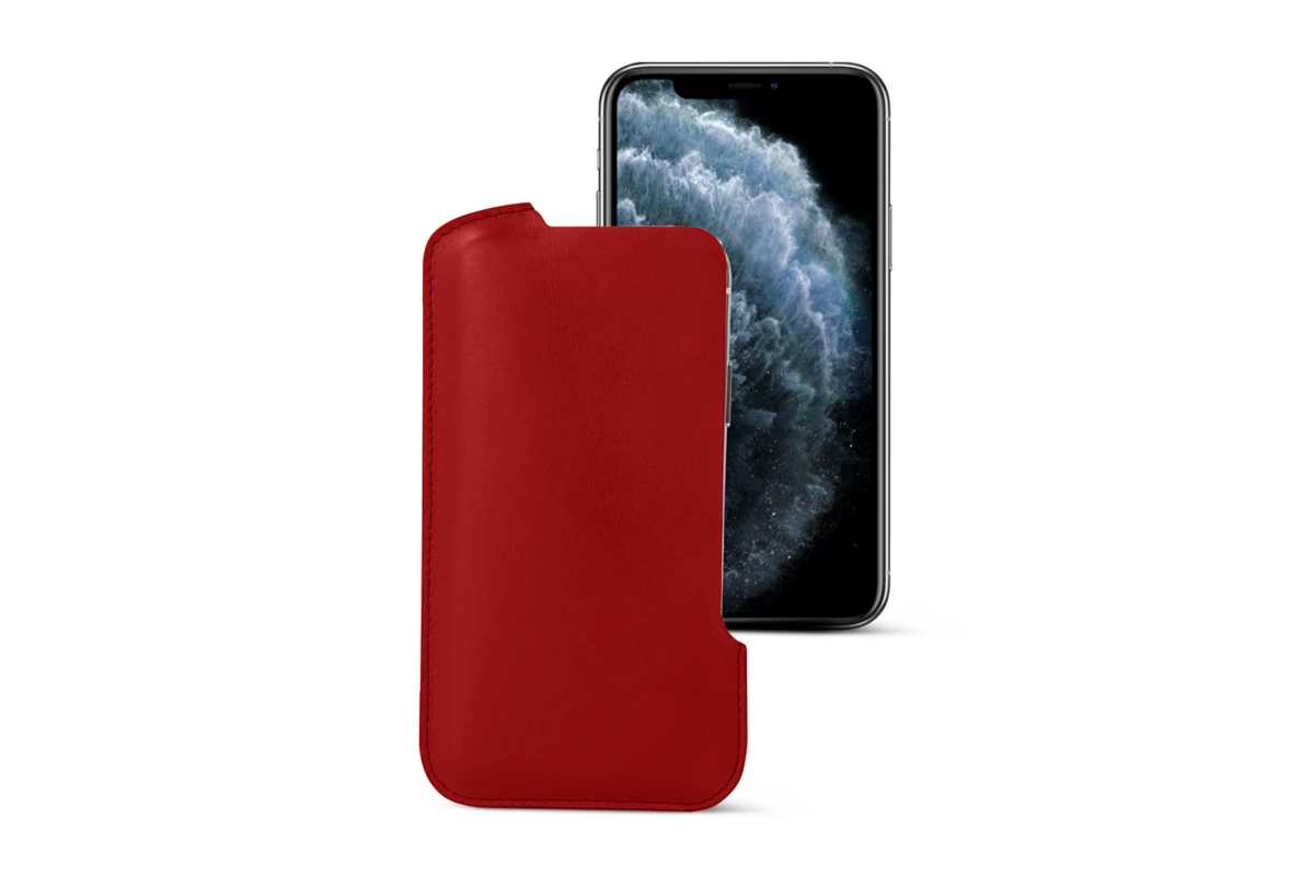 iPhone 11 Pro pouch in leather - Red - Smooth Leather