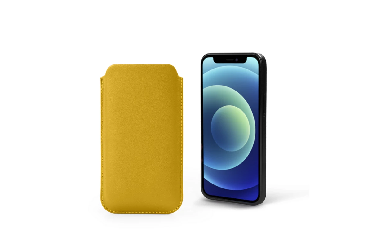 Classic leather case for iPhone 12 mini - Sun Yellow - Smooth Leather