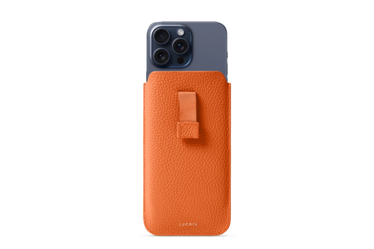 | Iconic Leather Sleeve with Pull-Tab for iPhone 15 Pro | Customisable ...
