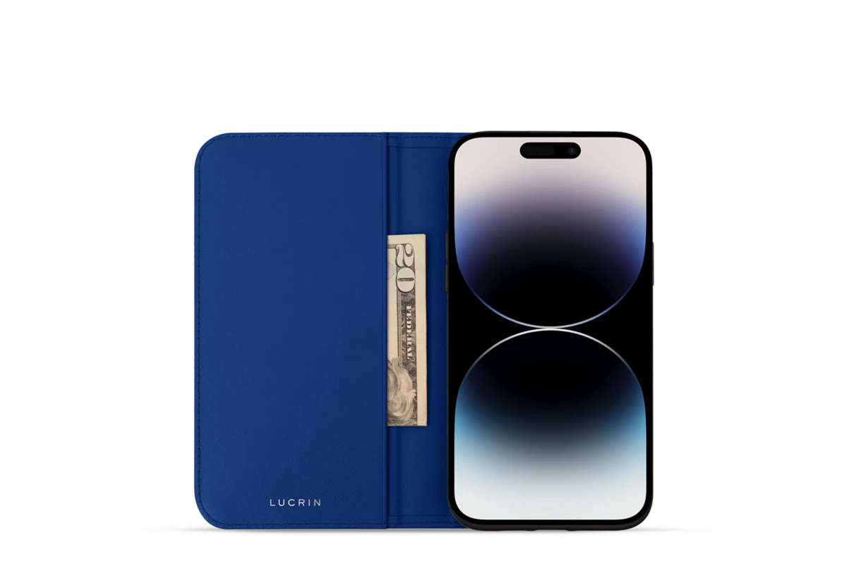 | Leather minimalist wallet case iPhone 14 Pro Max - Royal Blue ...
