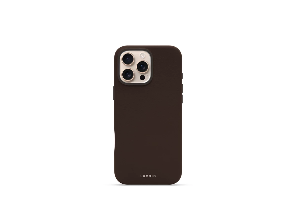 | Leather iPhone 16 Pro Max Bumper - Dark Brown - Smooth Calf Leather