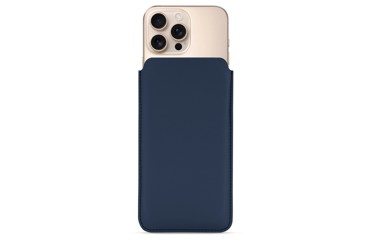Timeless Leather iPhone 16 Pro Max Sleeve - Navy Blue - Plant-Based ...