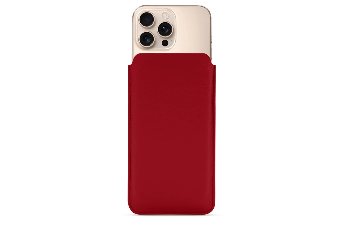 Timeless Leather iPhone 16 Pro Max Sleeve - Red - Plant-Based Material
