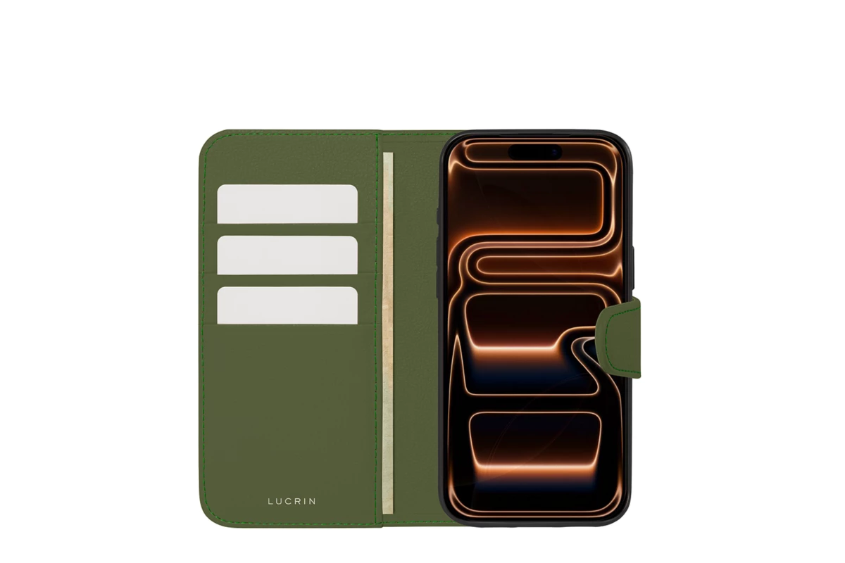 iPhone 17 Pro Max Luxus-Brieftasche | Personalisiertes Leder - Hellgrün ...