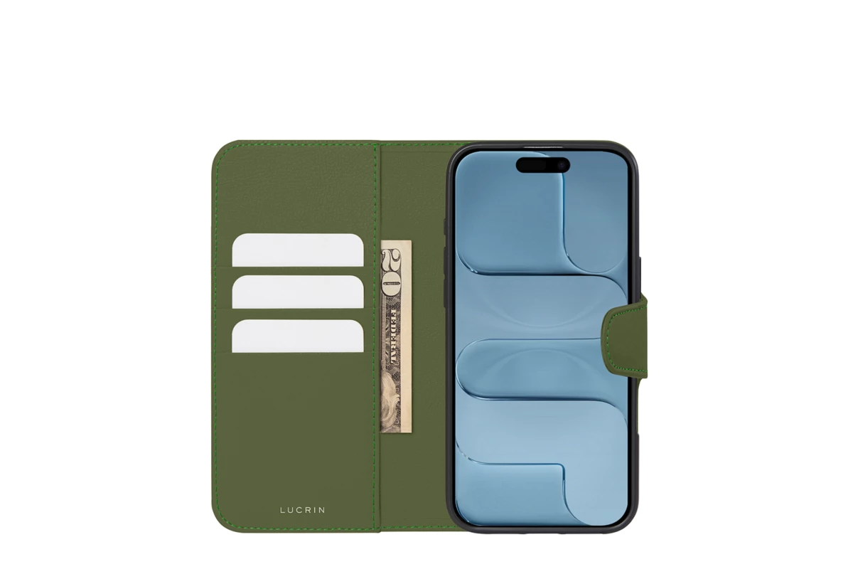 | iPhone Air luxury wallet case | Personalized leather - Light Green ...