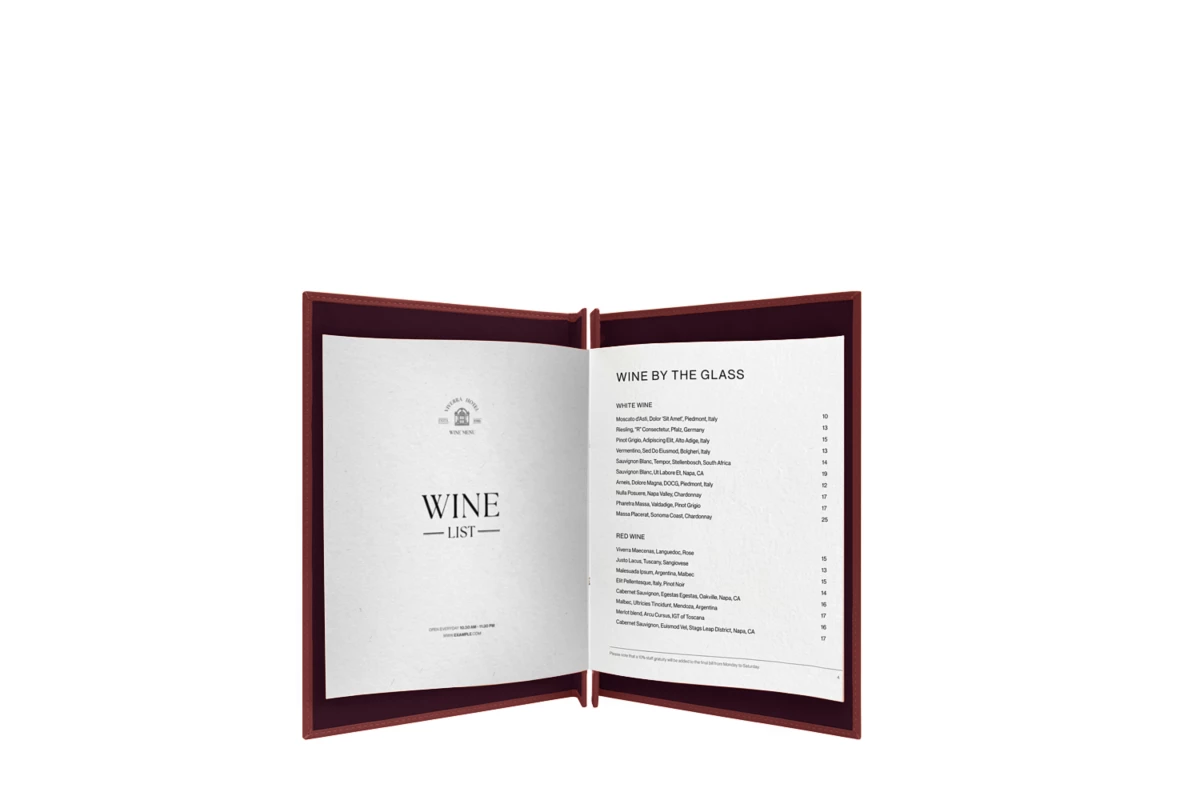 A5 Menu Cover in Leather | Personalised by LUCRIN