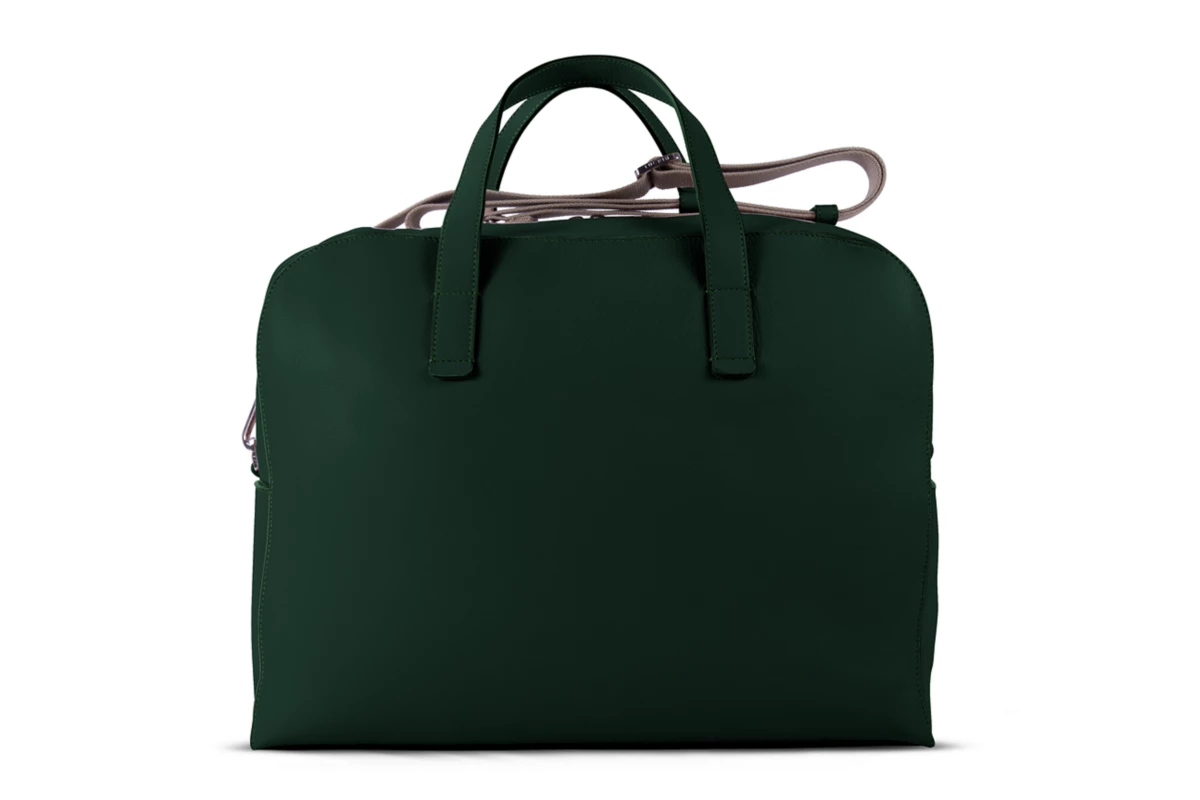 | Leather Travel Bag L25 | Personalised Weekender - Dark Green - Smooth ...