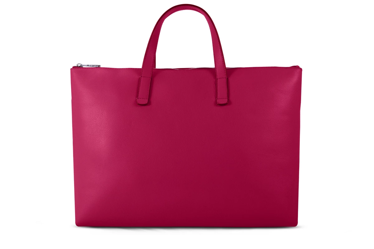 | Leather tote handbag L25 - Fuchsia - Smooth Calf Leather