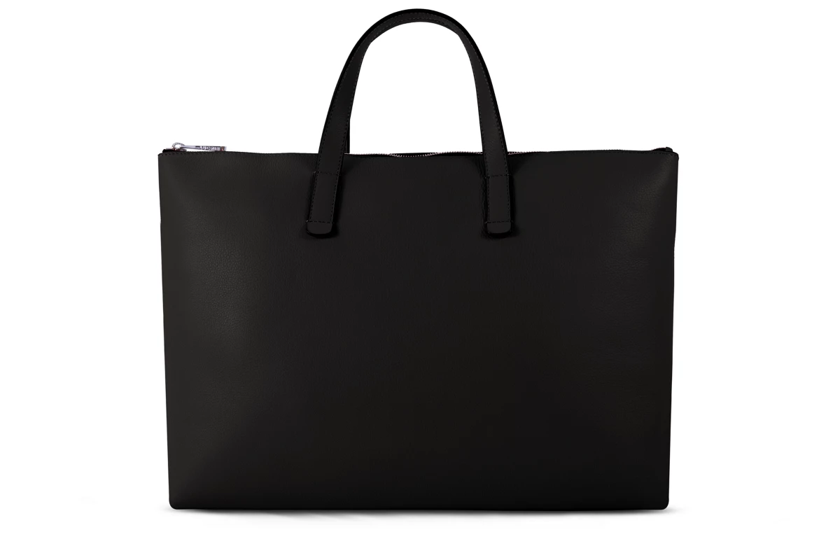 | Leather tote handbag L25 - Black - Smooth Calf Leather