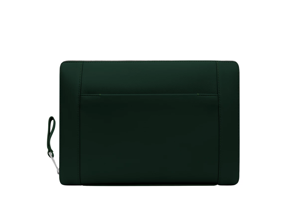 Leather document case - Dark Green - Smooth Calf Leather