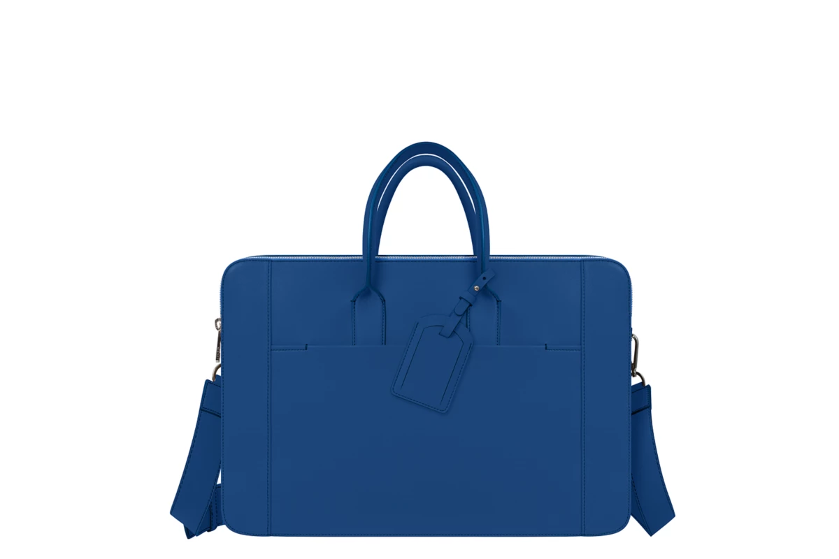 | Leather Carry-on Luggage | Business Trip Bag LUCRIN - Royal Blue ...