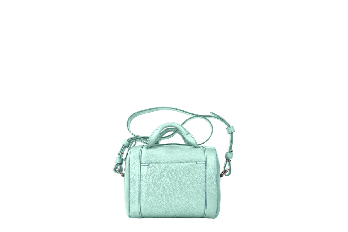 Mini Bowlingtas uit leer - Pastel Aqua - Korrelig Leer