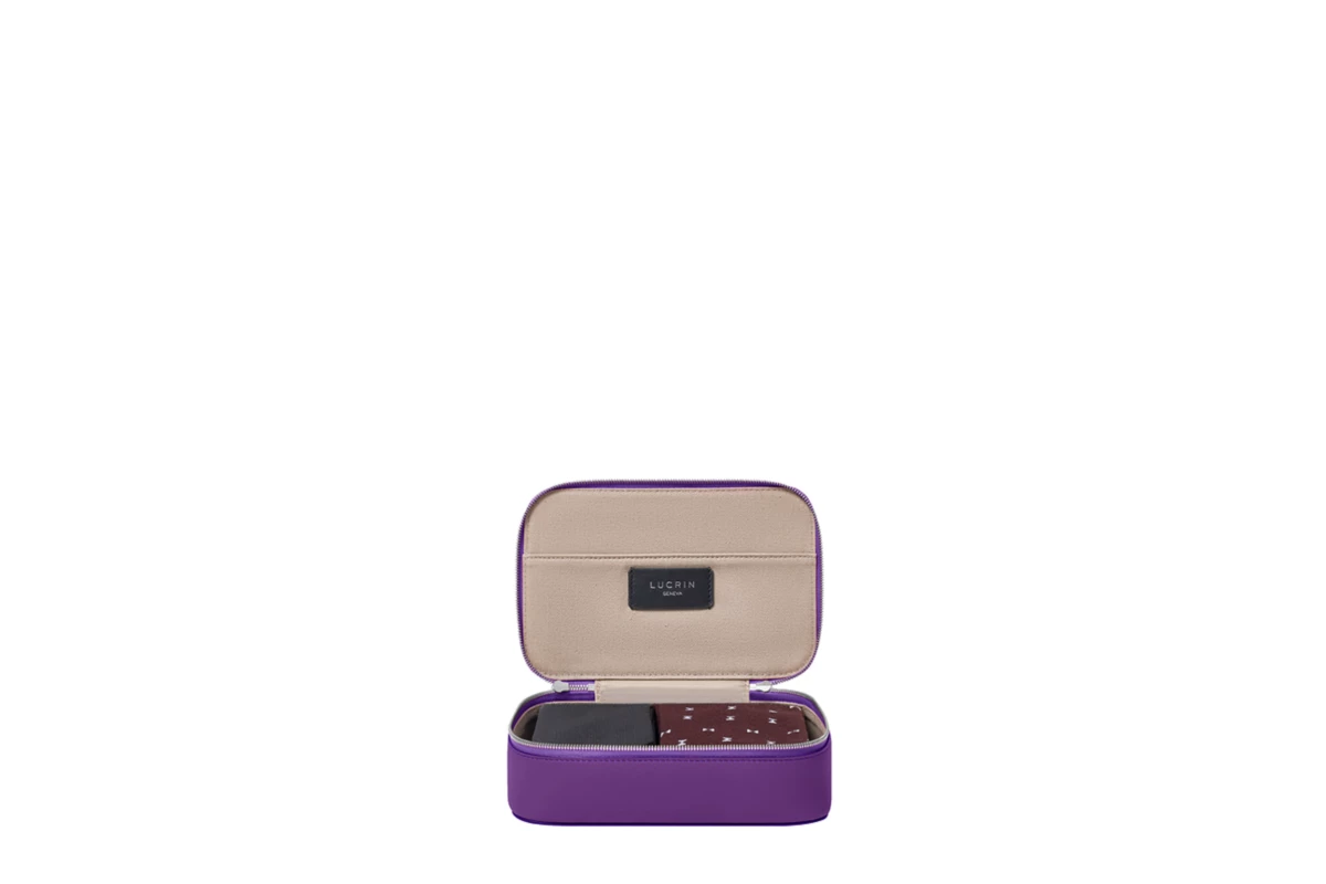 | Reisewürfel aus personalisiertem Leder | LUCRIN - Lavendel - Glattes ...
