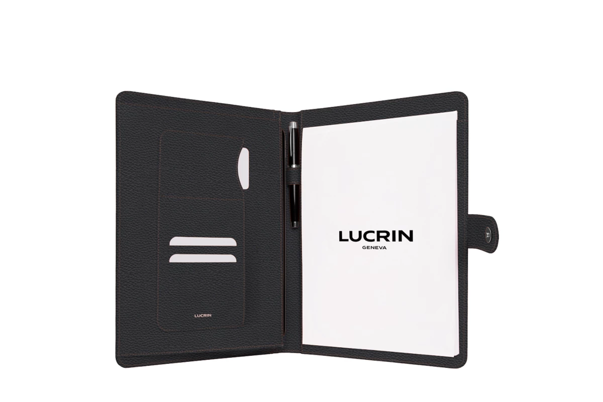 | Leather A4 Compendium with loop - Black - Pebbled Leather