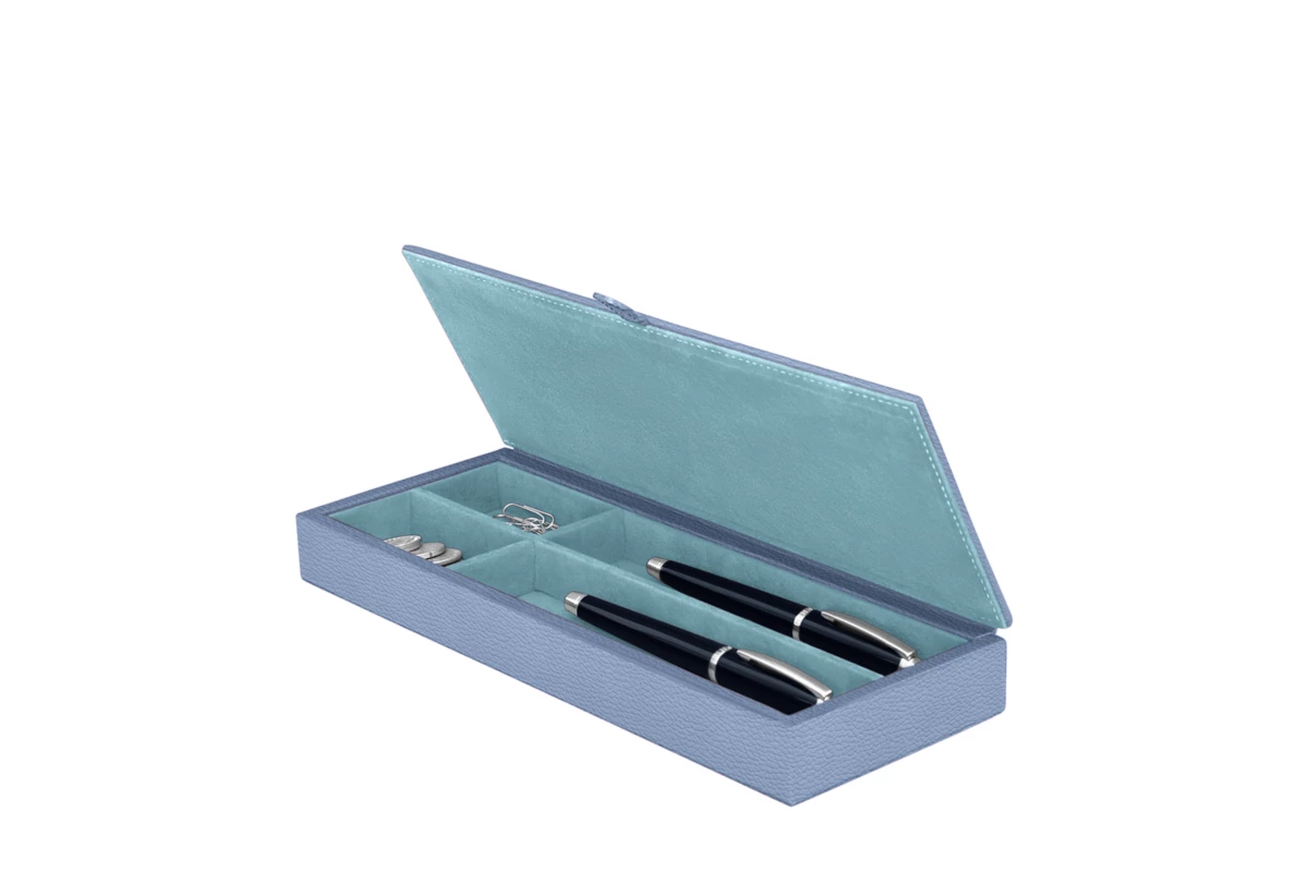 | Leather Luxury Pen Case - Pastel Arctic - Pebbled Leather