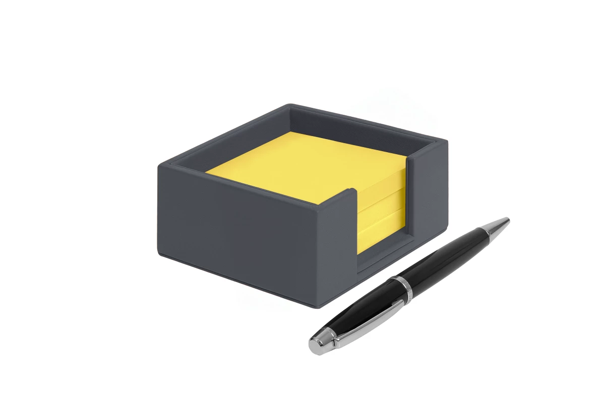 | Leather sticky note holder – personalized desk accessory - Mouse-Grey ...
