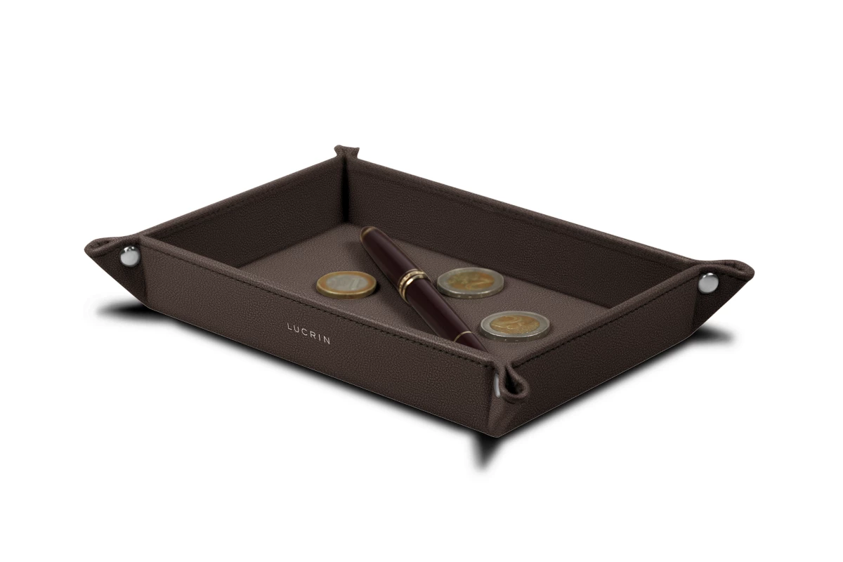 | Leather Rectangular Tidy Tray (8.3 x 5.9 inches) - Chocolate - Plant ...