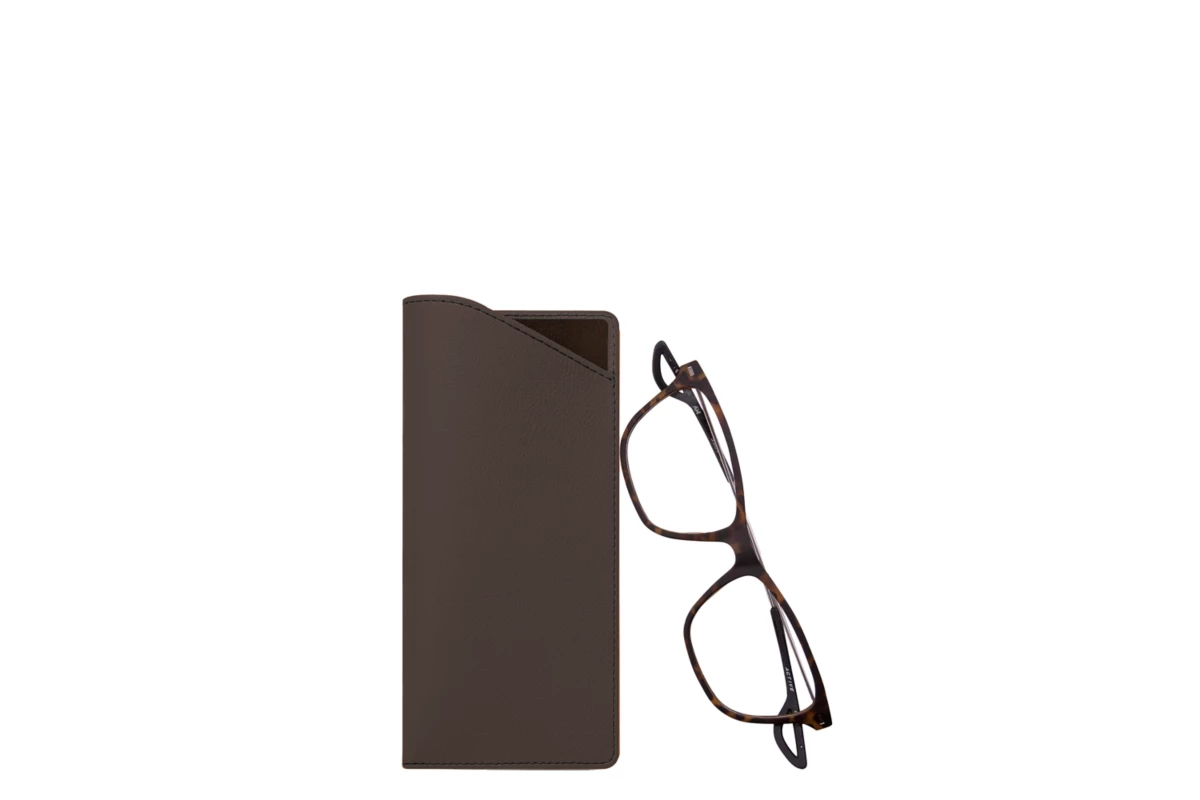Thin Leather Glasses Cases - Chocolate - Plant-Based Material