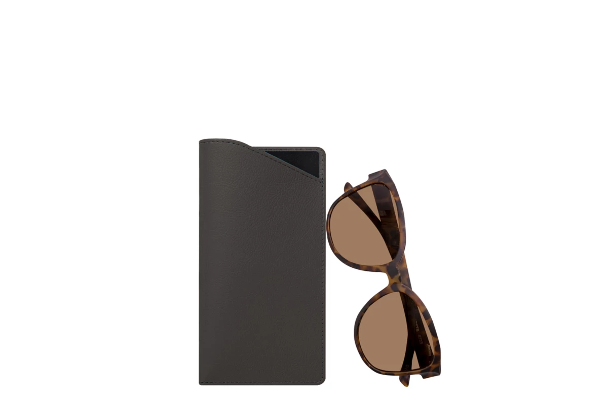 | Large Leather Eyeglass Case - Anthracite - Plant-Based Material