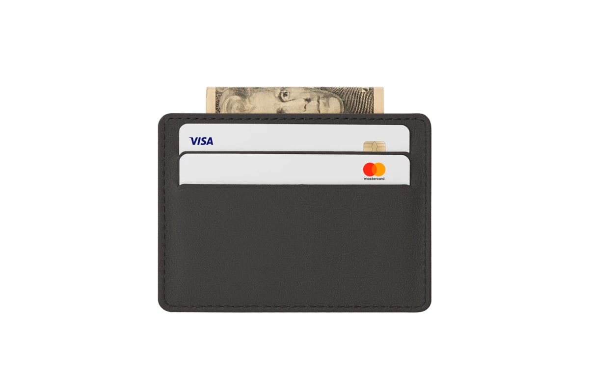 4 cards horizontal leather case with middle pocket - Anthracite - Plant ...