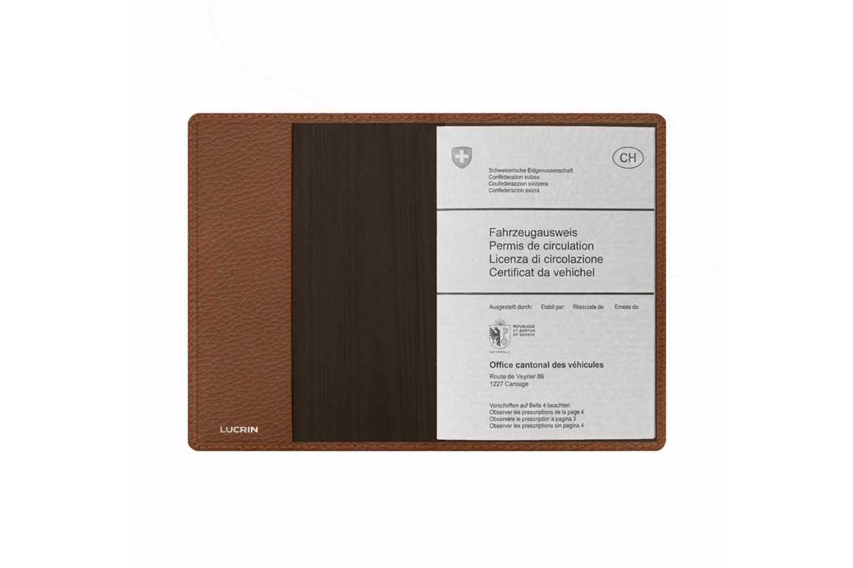 Swiss Car Registration Card Holder in personalised Leather