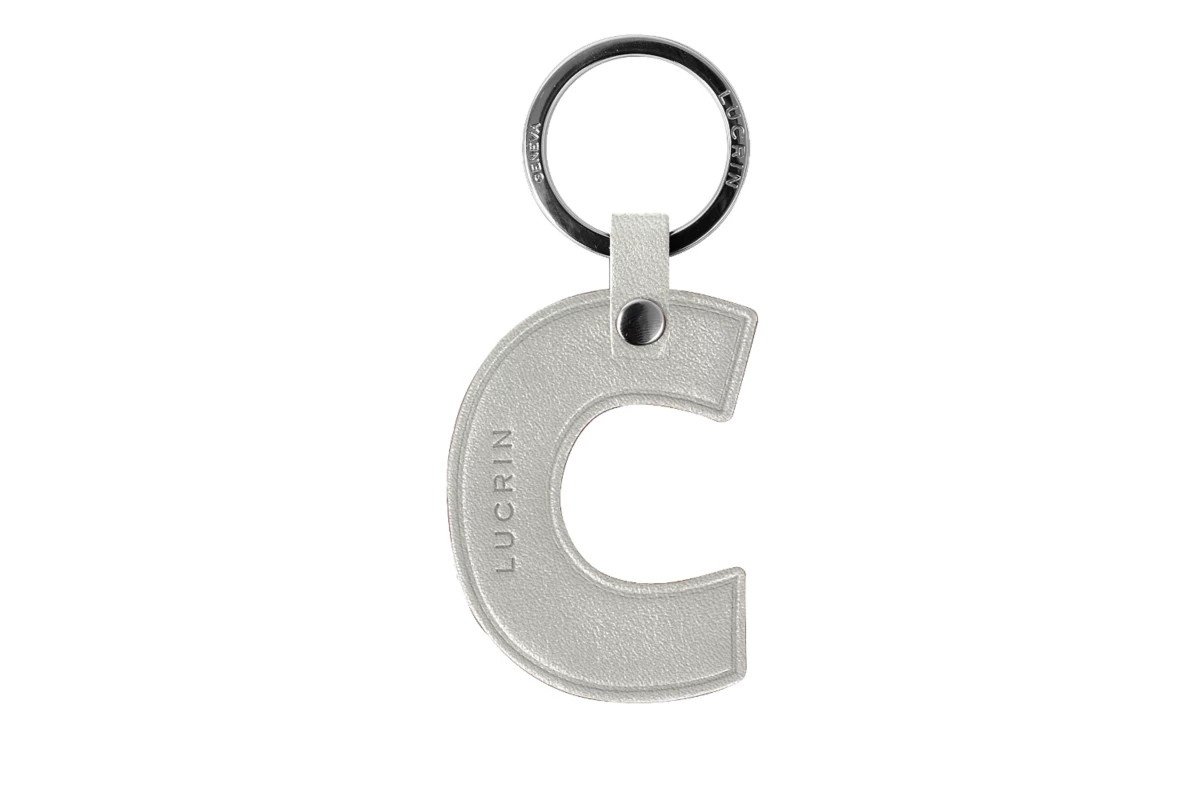 | Leather Alphabet Keychain by LUCRIN Geneva - White - Goat Leather