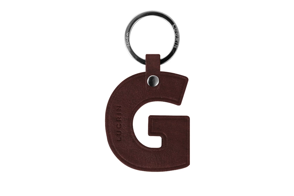 Leather Alphabet Keychain by LUCRIN Geneva - Dark Brown - Vegetable ...