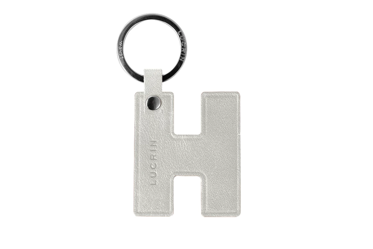 | Leather Alphabet Keychain by LUCRIN Geneva - White - Goat Leather