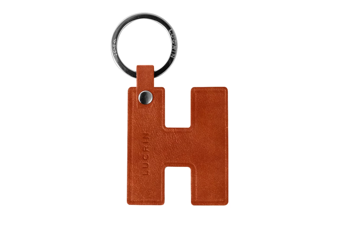 | Leather Alphabet Keychain by LUCRIN Geneva - Tan - Vegetable Tanned ...