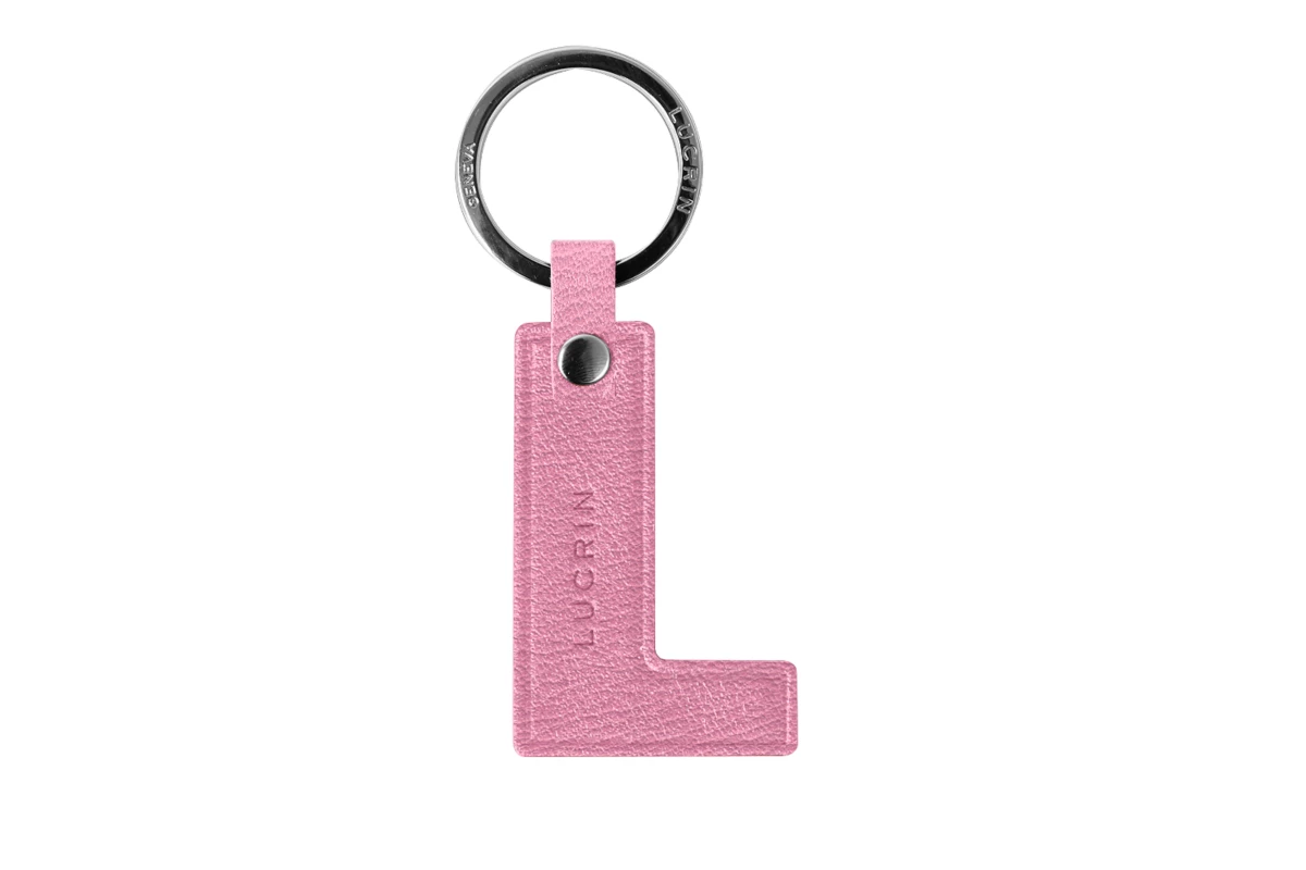 | Leather Alphabet Keychain by LUCRIN Geneva - Pink - Goat Leather