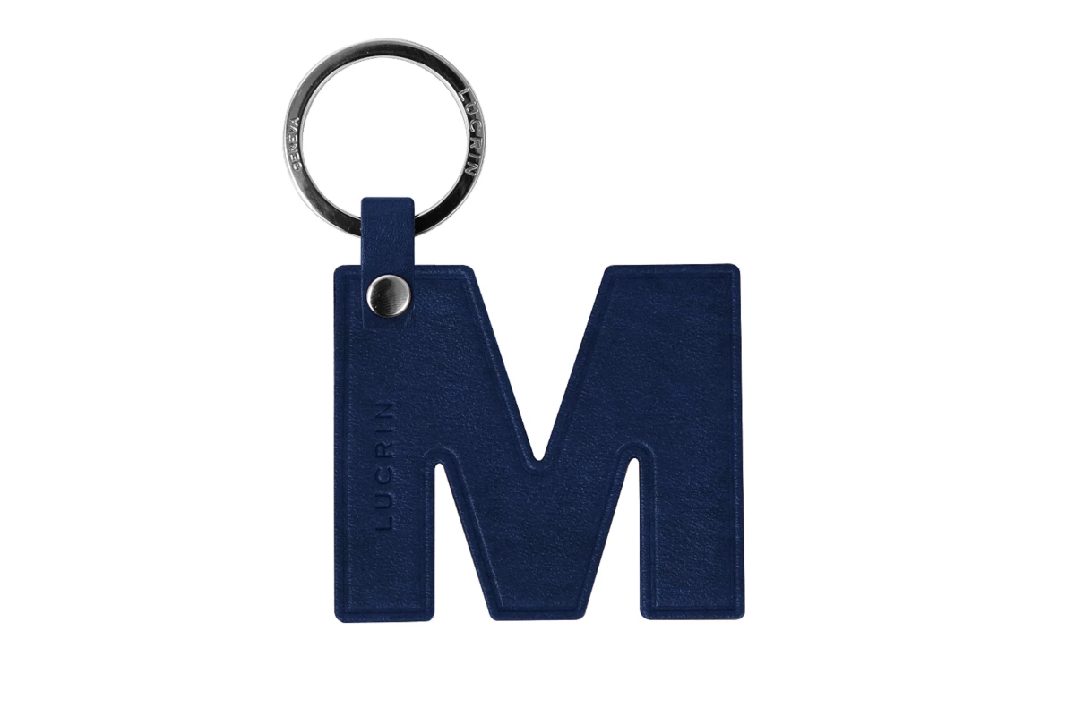 | Leather Alphabet Keychain by LUCRIN Geneva - Denim Blue - Vegetable ...