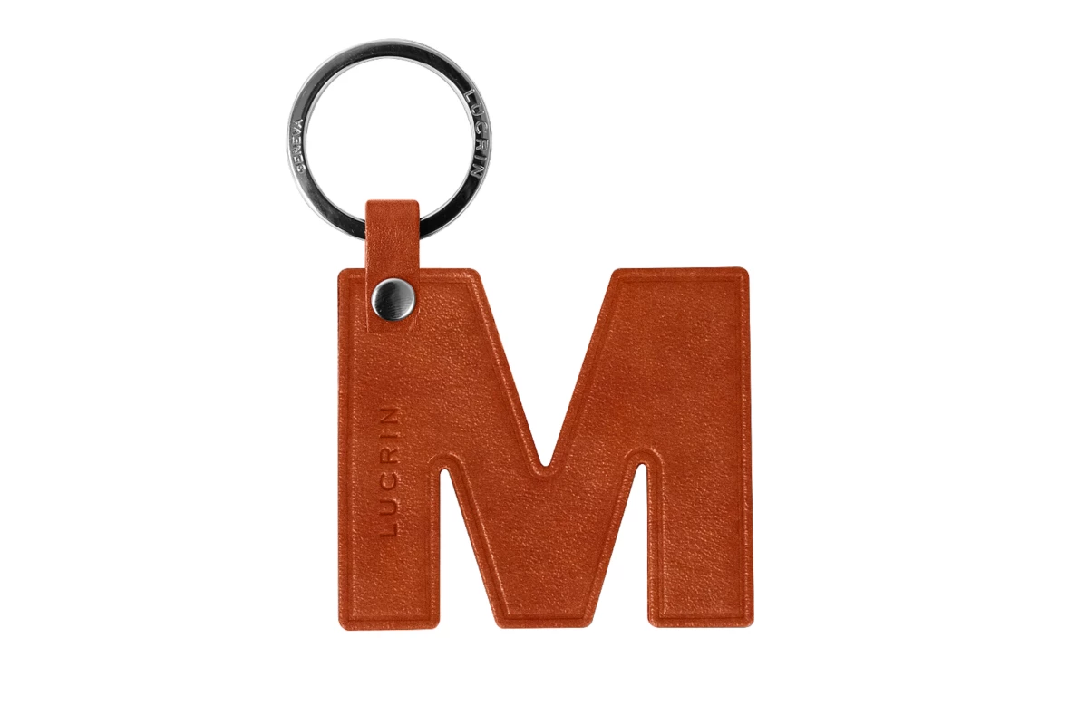 | Leather Alphabet Keychain by LUCRIN Geneva - Tan - Vegetable Tanned ...