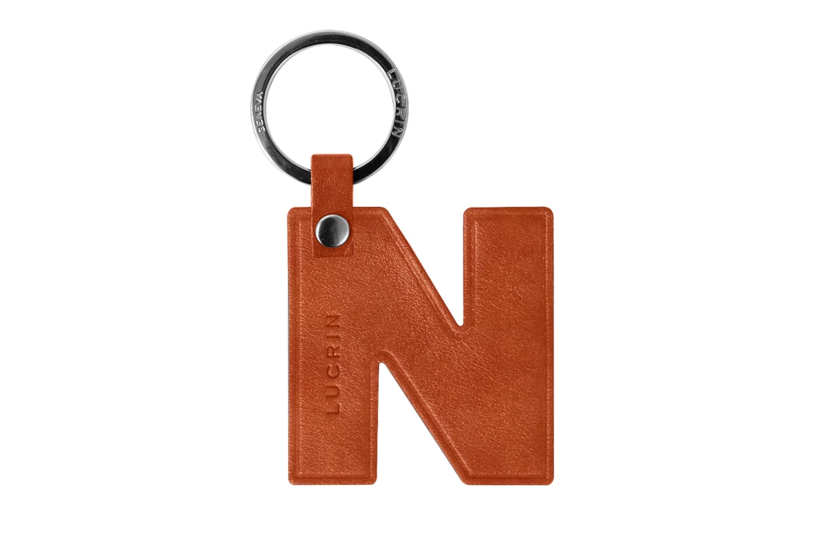 | Leather Alphabet Keychain by LUCRIN Geneva - Tan - Vegetable Tanned ...
