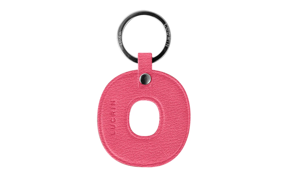 | Leather Alphabet Keychain by LUCRIN Geneva - Pink candy - Goat Leather