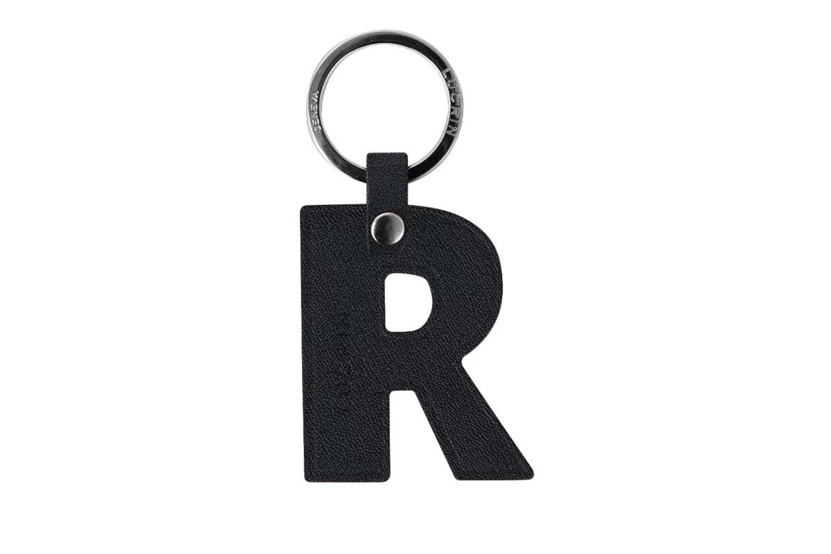 | Leather Alphabet Keychain by LUCRIN Geneva - Black - Goat Leather