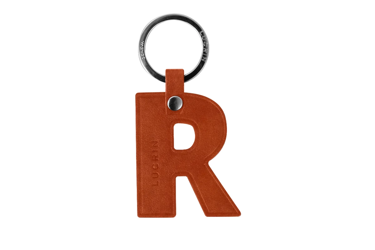 | Leather Alphabet Keychain by LUCRIN Geneva - Tan - Vegetable Tanned ...