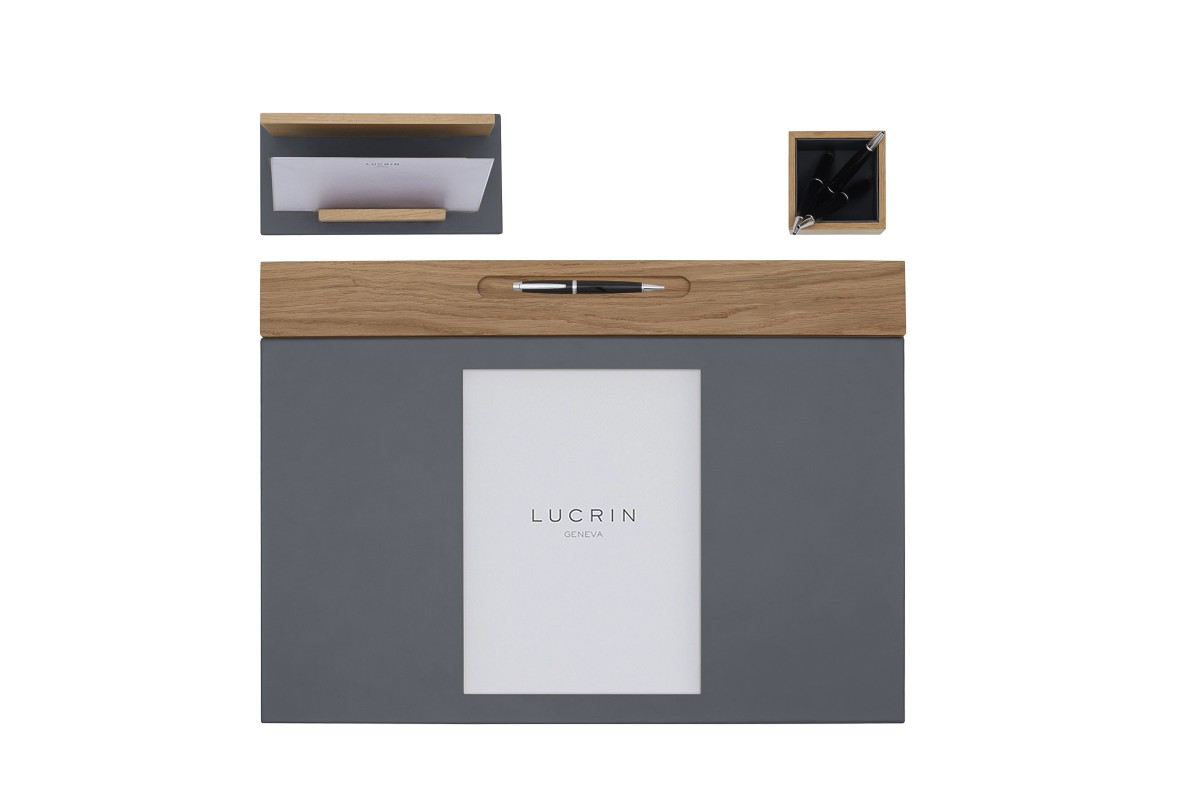 Wooden Leather Desk Set