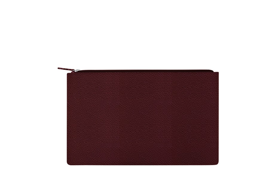 | Flat Leather Document case size A4 - Burgundy - Pebbled Leather